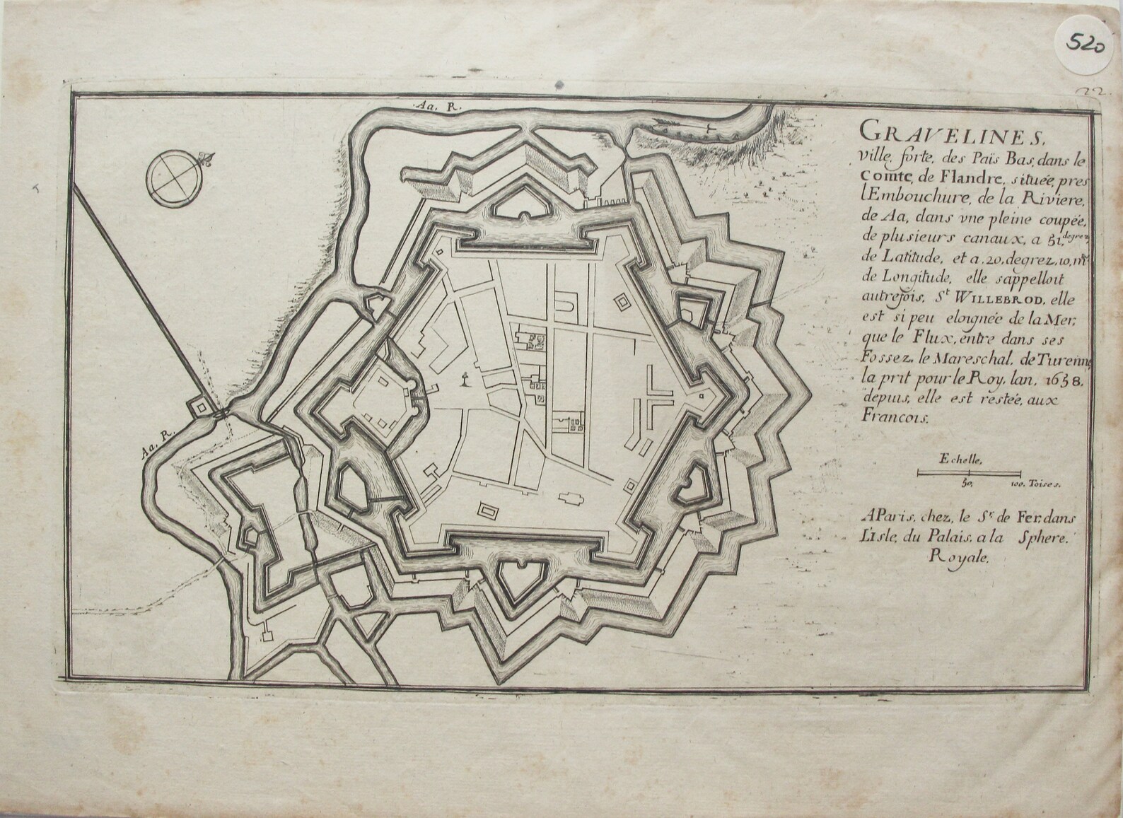 Antique Map French Fortifications Gravelines Fort Map - Etsy