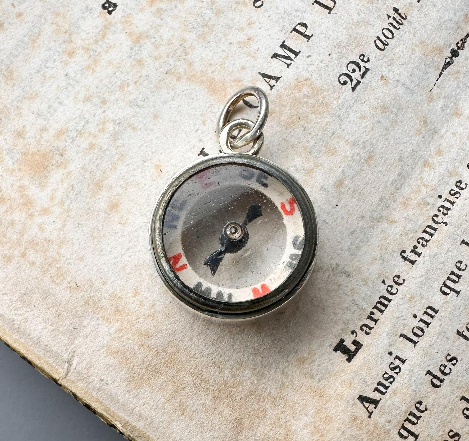 Silver Compass Charm, Antique Compass Pendant - Etsy