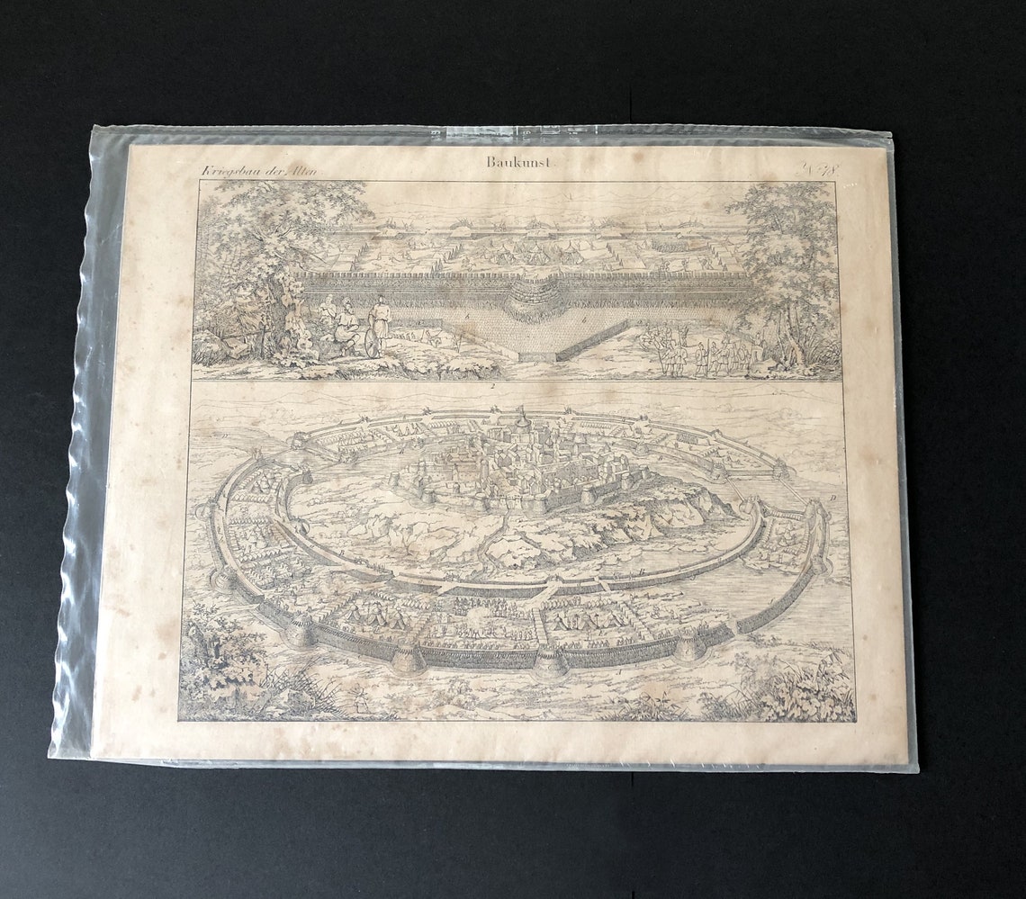 Antique Map Ancient Fortifications Fort Architecture Print - Etsy