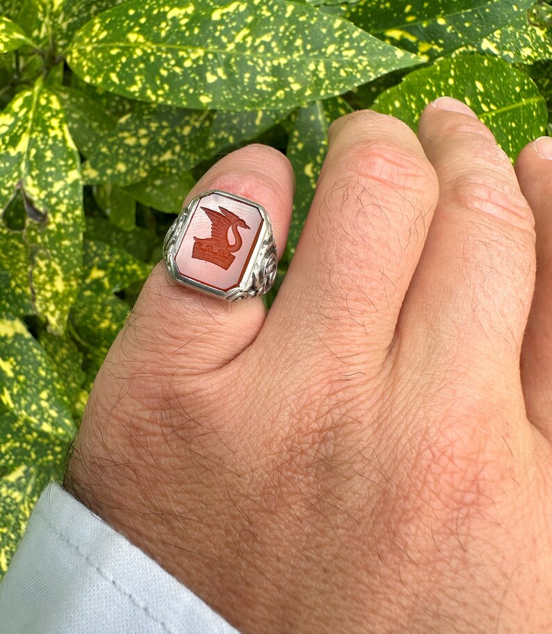 Silver Signet Ring, Coat-of-arms Ring, US Size 7 1/4 - Etsy