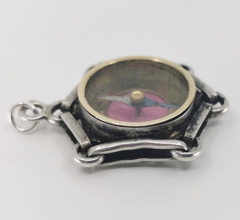 Solid Silver Compass Fob Fox Compass Charm Antique German - Etsy