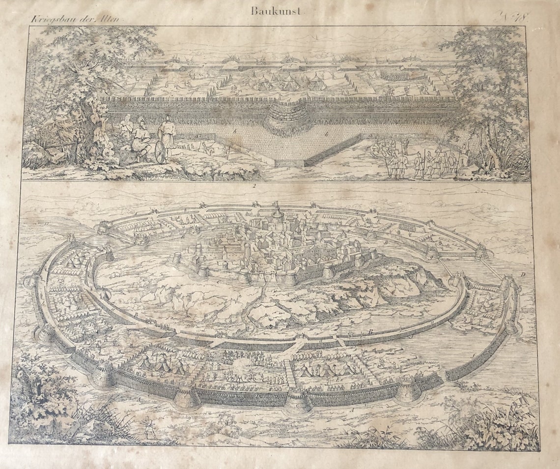 Antique Map Ancient Fortifications Fort Architecture Print - Etsy