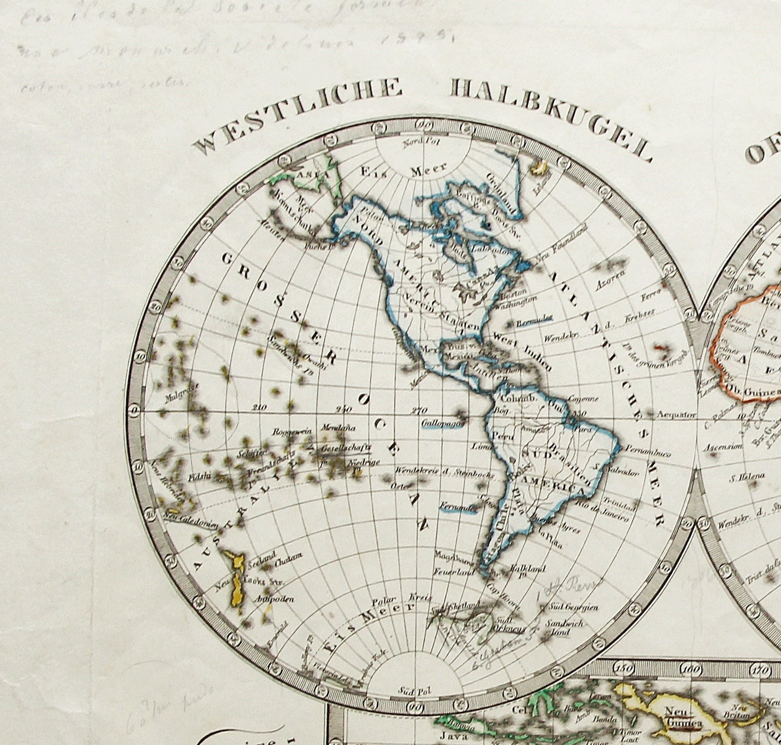 Rare World Map Eastern & Western Hemispheres and AUSTRALIA 1848 - Etsy