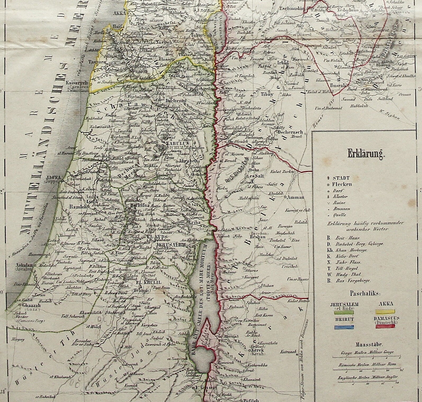 Antique Map of Palestine, Israel Map, Jerusalem Wall Map, Wall Decor ...