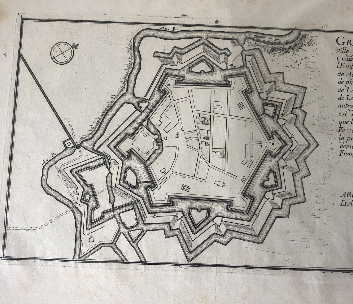 Antique Map French Fortifications Gravelines Fort Map - Etsy