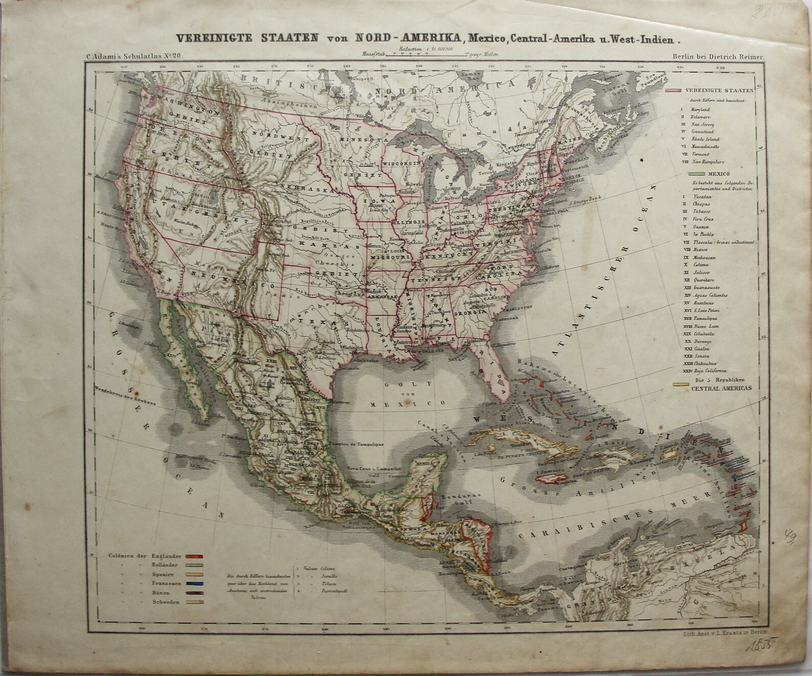Antique Map of North America, United States Map - Etsy