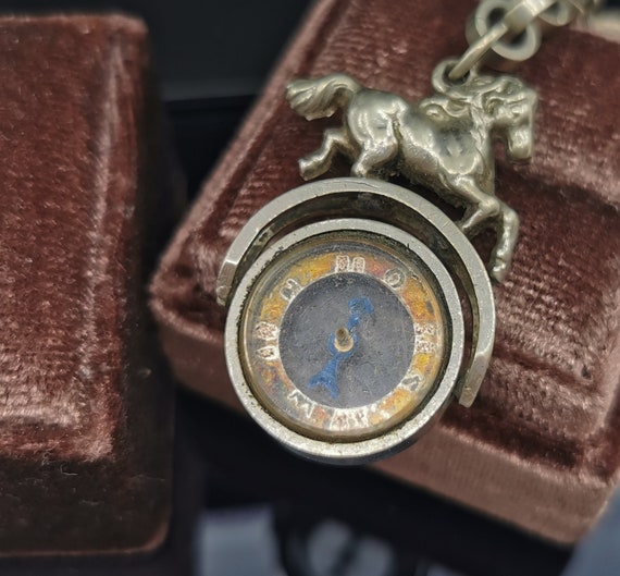 Vintage German Equestrian Compass Charm, Horse Riding… - Gem