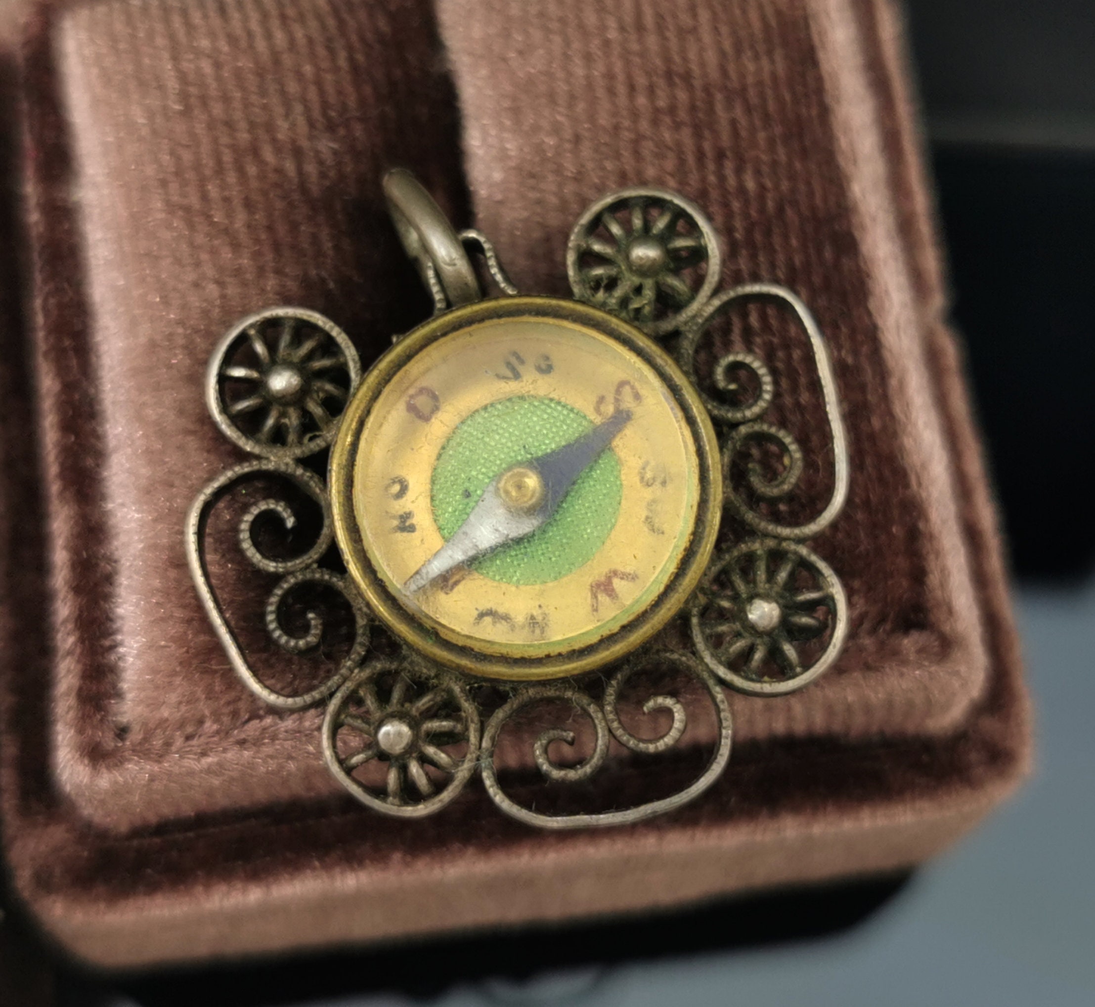 Antique German Compass Pendant, Silver Compass Charm - Etsy UK
