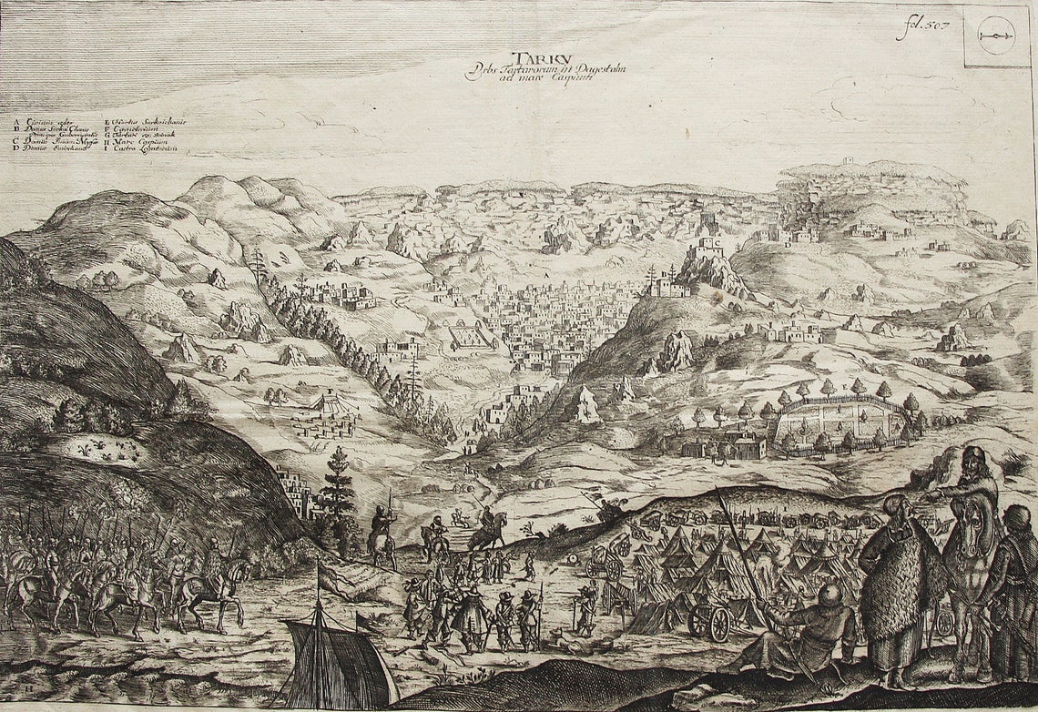 Antique view of Tarku Dagestan Antique Map of Caucasus | Etsy