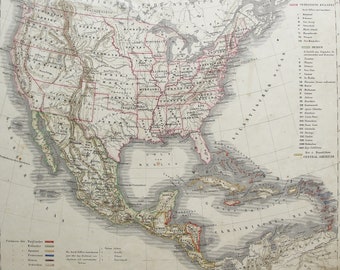 Vintage Map of the United States of North America in 1783 Published by ...