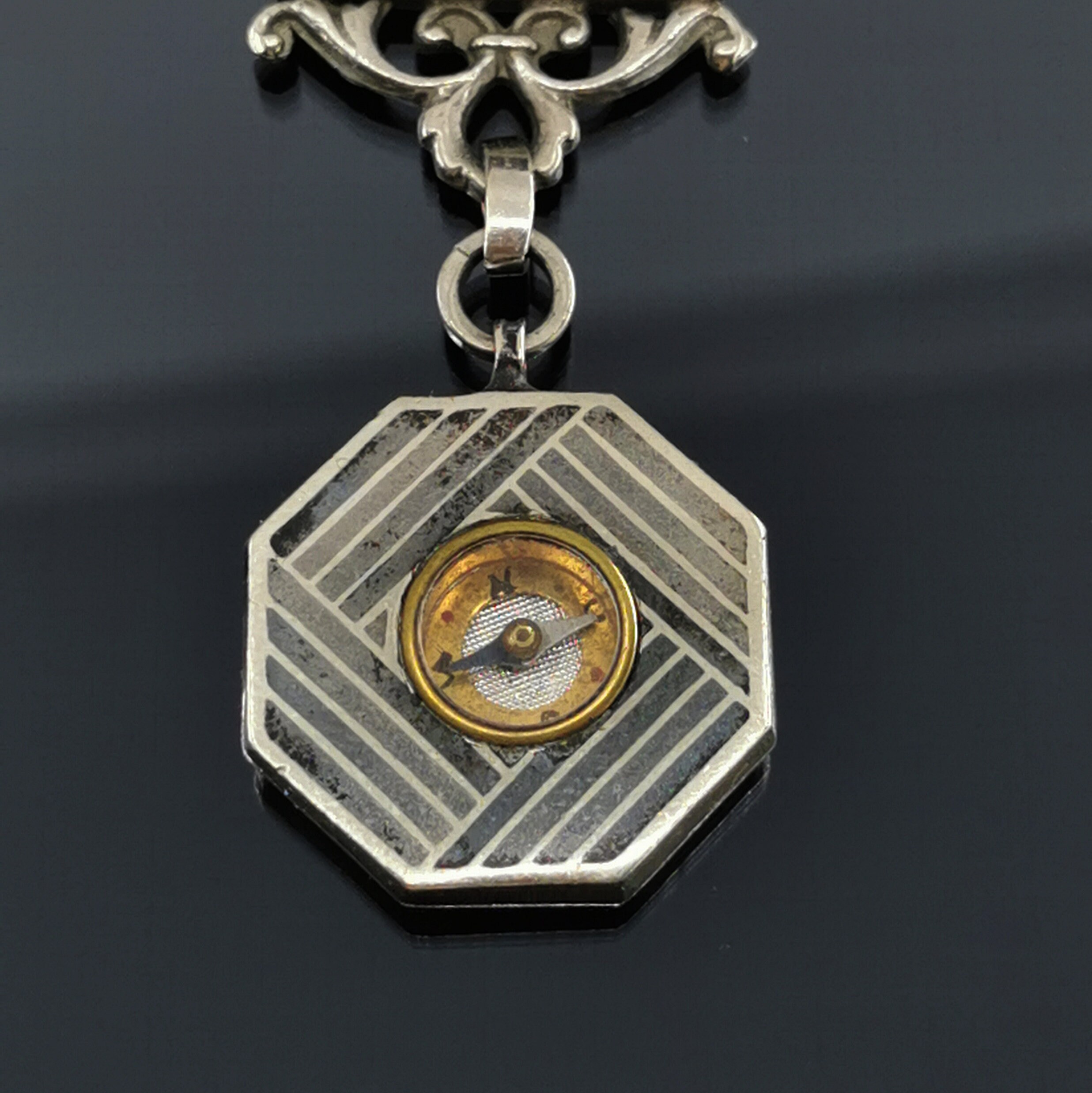 Antique Compass Chain Vintage Niello Compass Compass | Etsy