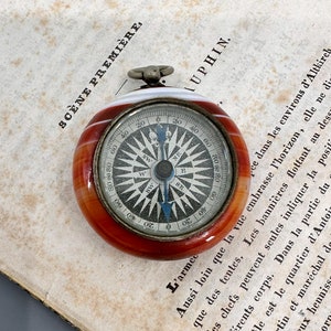 Antique French Luxury Pocket Compass, Agate Compass, - Etsy