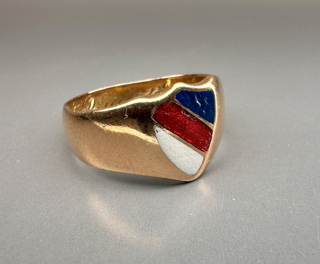 Antique German 14K Gold Student Brotherhood Fraternity Enamel Ring ...