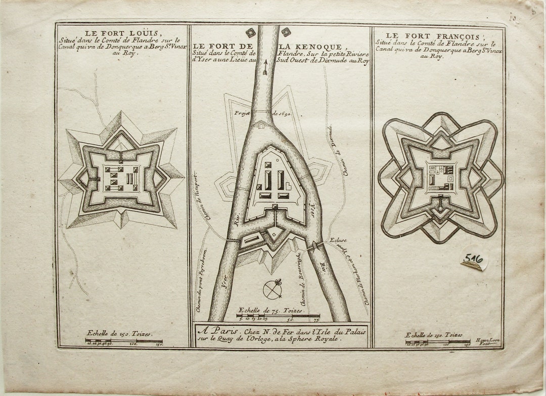 Antique French Fortifications Map: Flanders, Belgium, 18th Century - Etsy