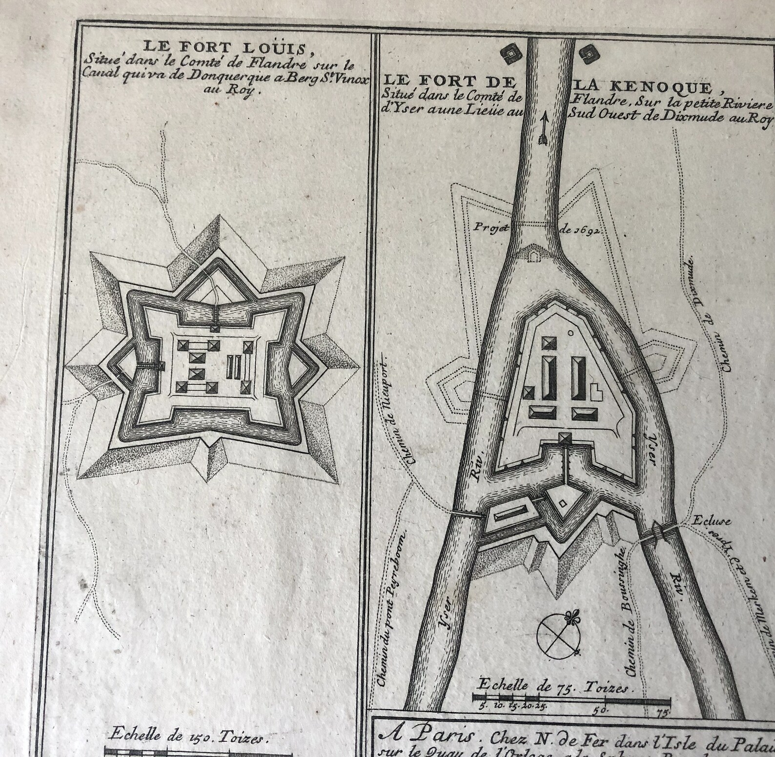 Antique Map, French Fortifications, Fort Louis, Fort Dela Kenoque, Fort ...