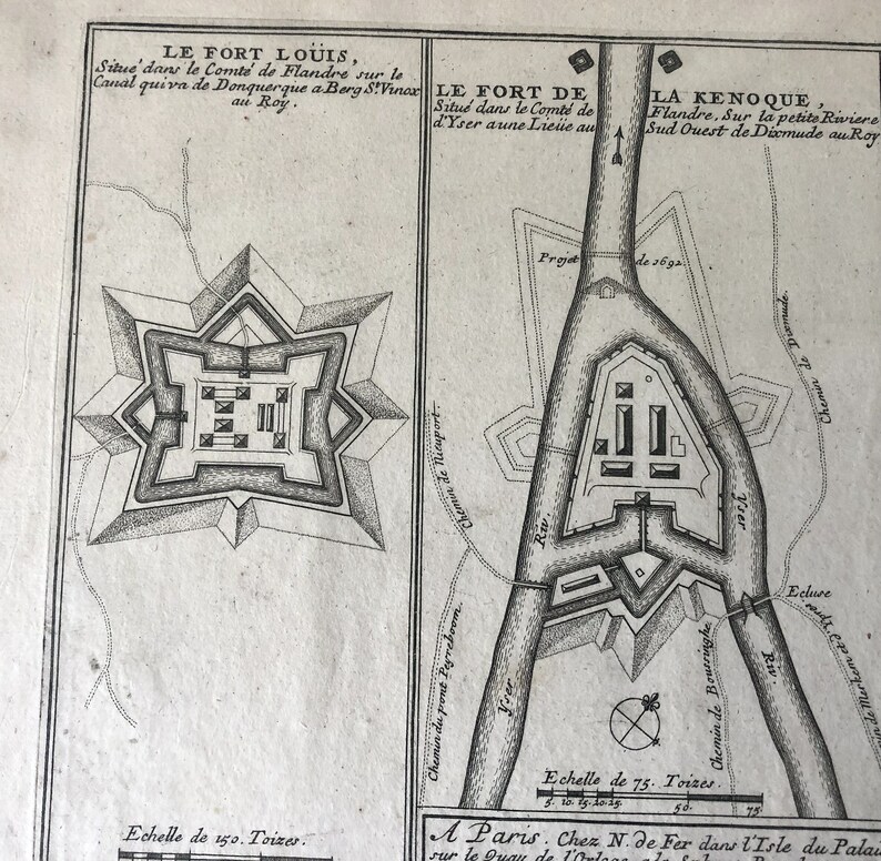 Antique French Fortifications Map: Flanders, Belgium, 18th Century - Etsy