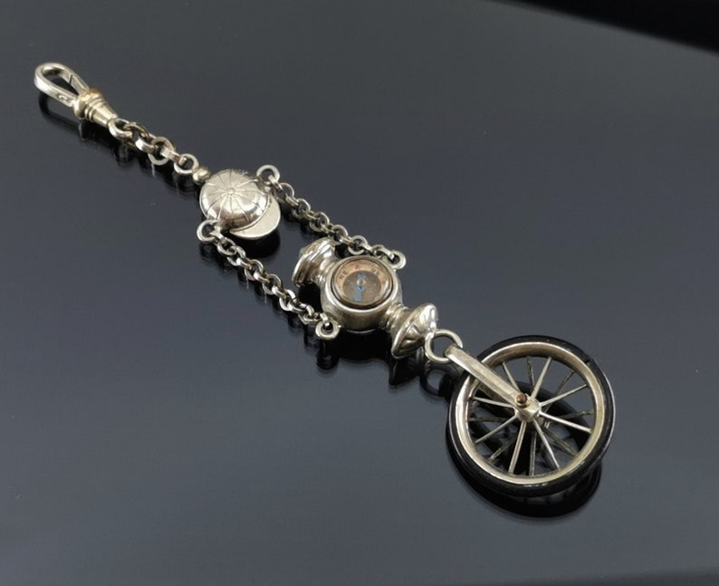 Antique Bicycle Compass Charm Pocket Watch Chain Victorian - Etsy