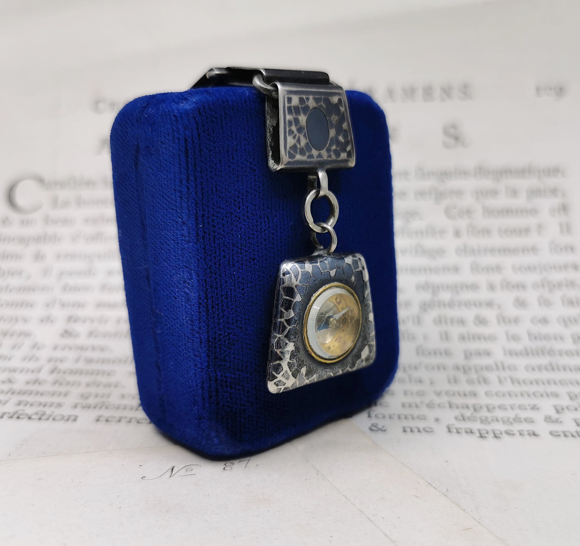 Antique Compass Chain German Niello Silver Compass Pendant - Etsy