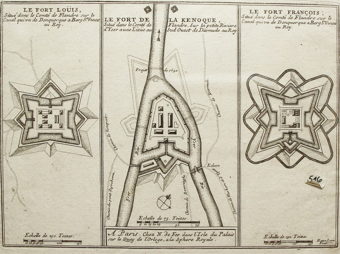 Antique Map French Fortifications Fort Louis Fort Dela - Etsy