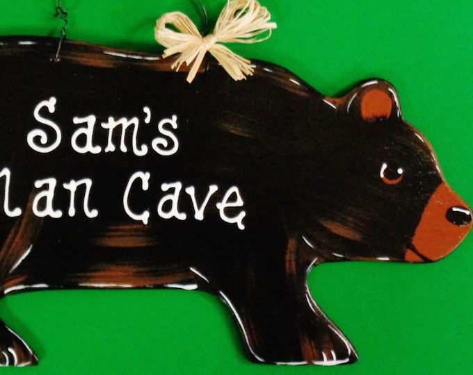 BEAR Man Cave SIGN Den Camper Camp Primitive PERSONALIZED Name Home ...