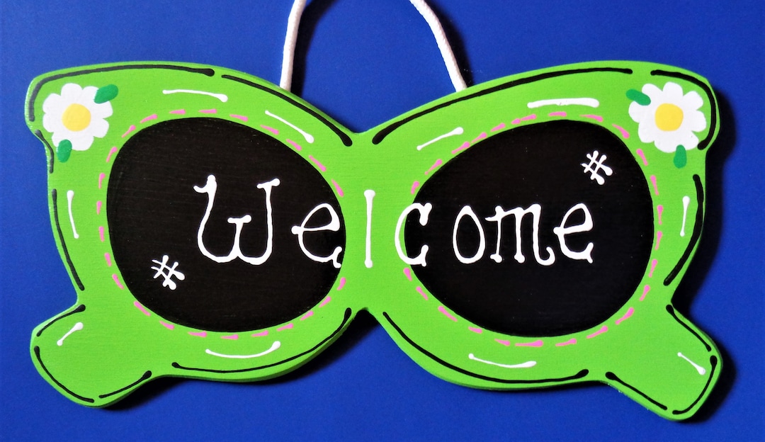 Sunglasses Welcome Sign: Handpainted Wood Summer Decor - Etsy