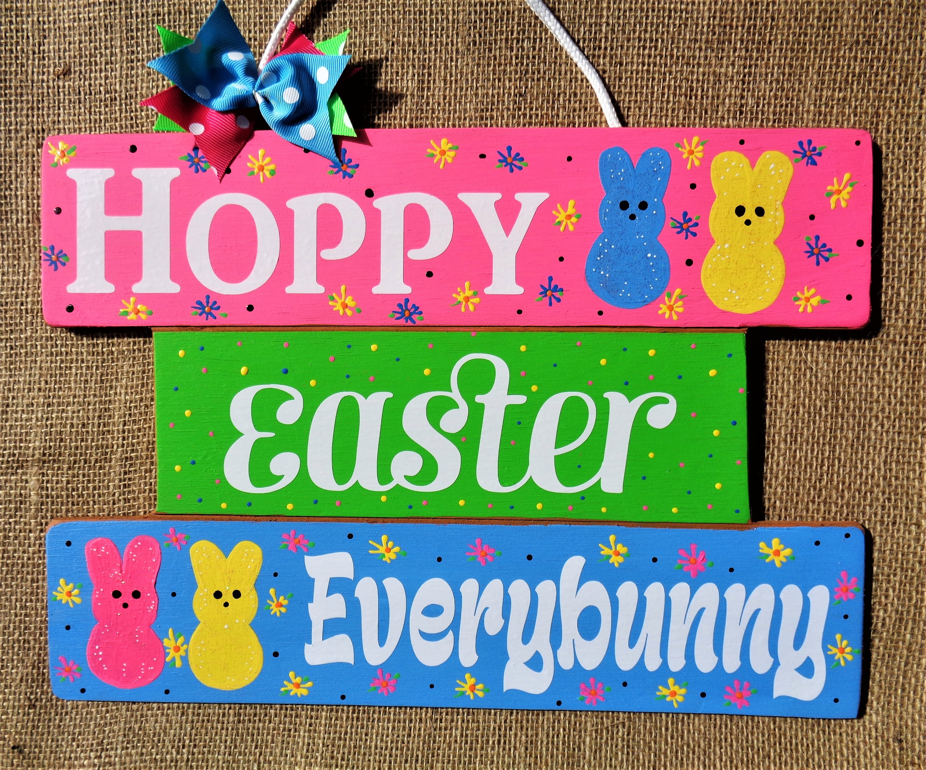 1 PIECE SIGN Hoppy EASTER Every Bunny Wall Art Door Holiday Hanger ...
