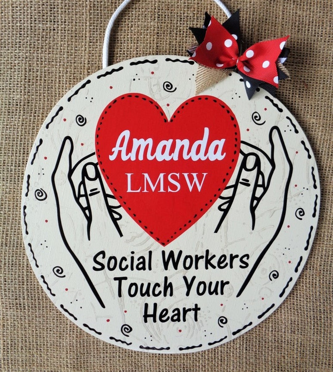 Personalized Circle SOCIAL WORKERS Touch Your Heart SIGN Medical Door ...