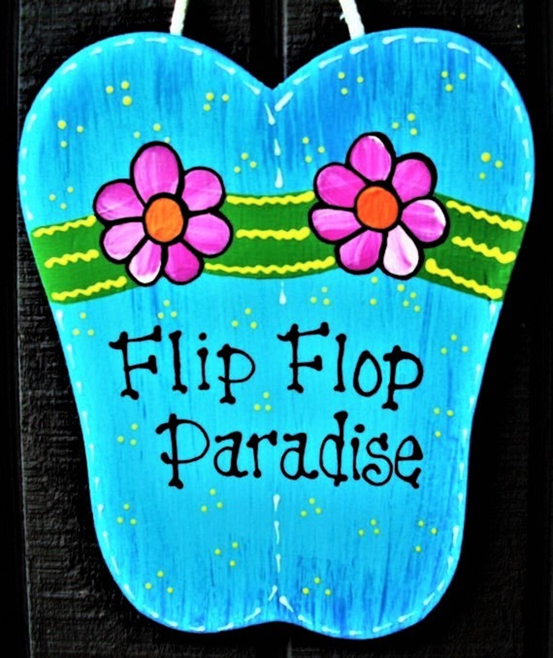 Blue FLIP FLOPS Paradise SIGN Pool Tiki Bar Hot Tub Beach Deck Patio ...