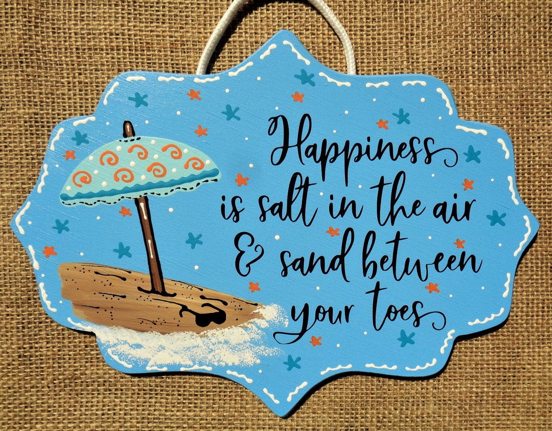Happiness BEACH SIGN Tropical Tiki Bar Pool Hot Tub Deck Patio Sand ...