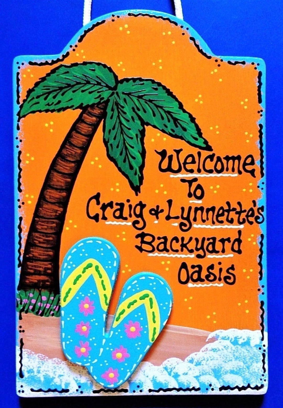 Flip Flops BACKYARD OASIS Personalized Name Tropical SIGN Plaque Deck ...