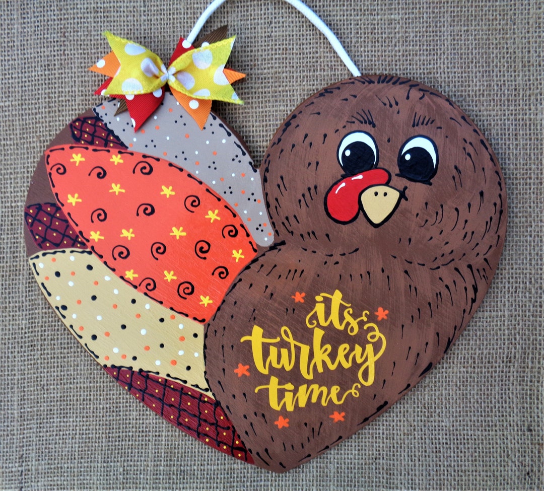 It's Turkey Time Thanksgiving SIGN Wall Art Door Hanging Hanger Plaque ...
