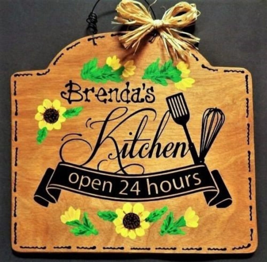 Personalize SUNFLOWER KITCHEN Name SIGN Wall Art Hanging | Etsy