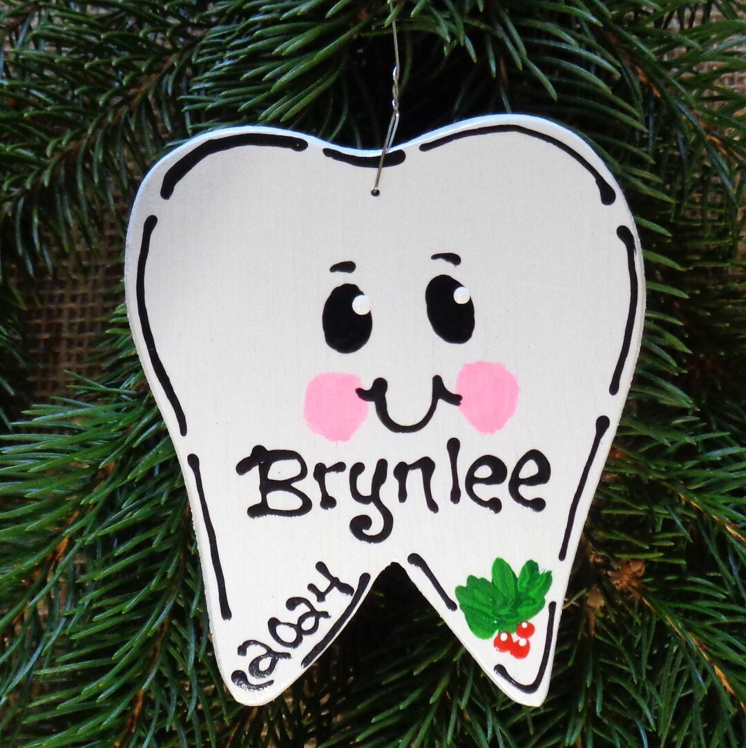 U Choose Name & Date Personalized TOOTH ORNAMENT Christmas Holiday ...