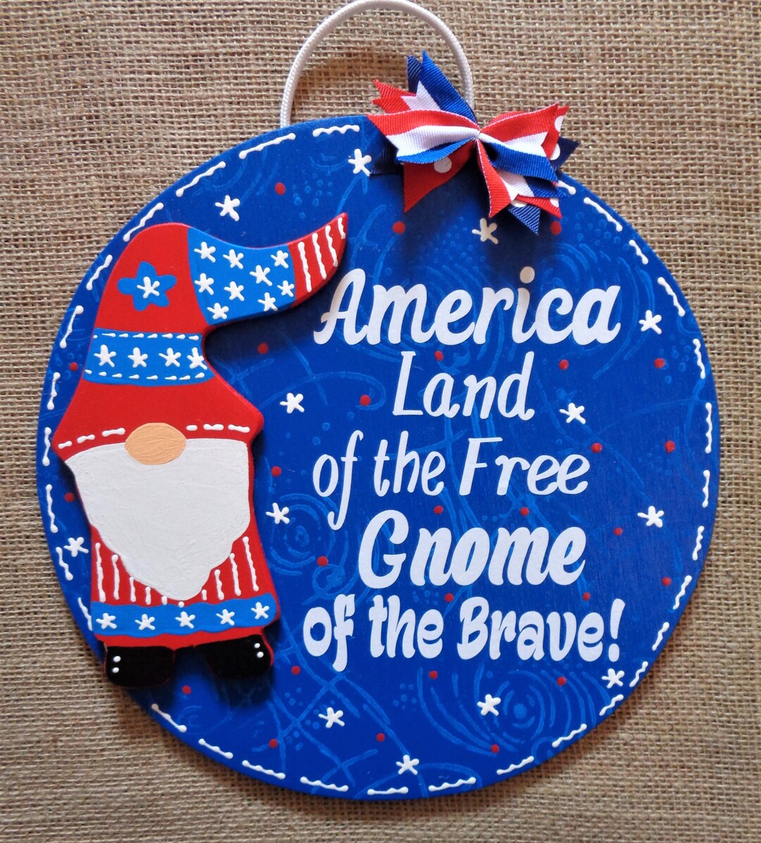 America Land of the Free GNOME of the Brave AMERICANA SIGN Wall Door ...