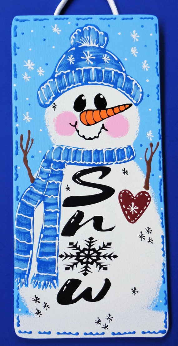 SNOWMAN SNOW SIGN Christmas Wall Art Hanging Hanger Plaque | Etsy