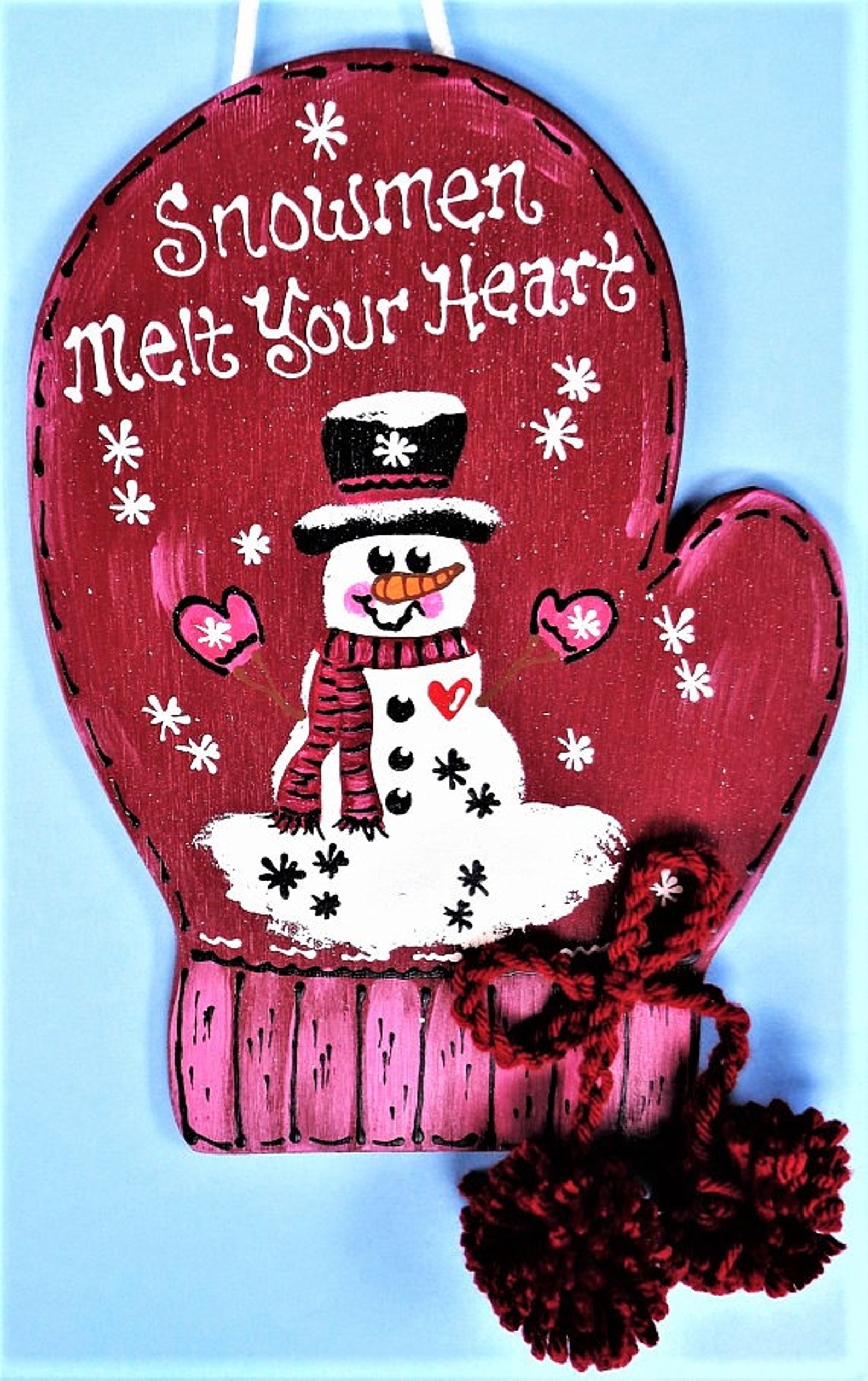 SNOWMAN MITTEN Snowmen Melt Your Heart SIGN Wall Door Hanger - Etsy