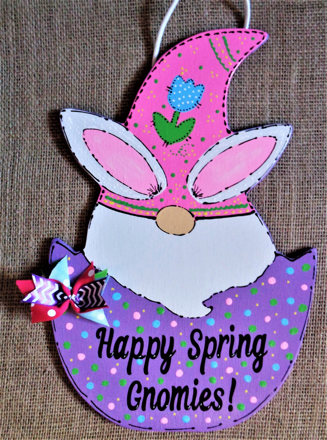 HAPPY SPRING GNOMIES Egg Gnome Sign Wall Art Door Hanger Plaque ...