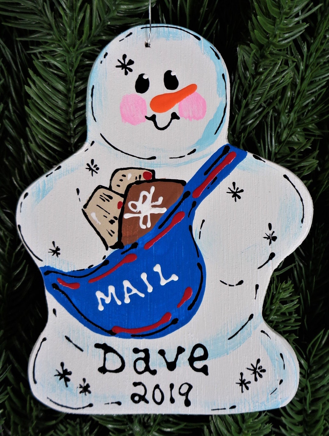 Personalized Mail Carrier Mailman Christmas ORNAMENT Snowman U CHOOSE ...