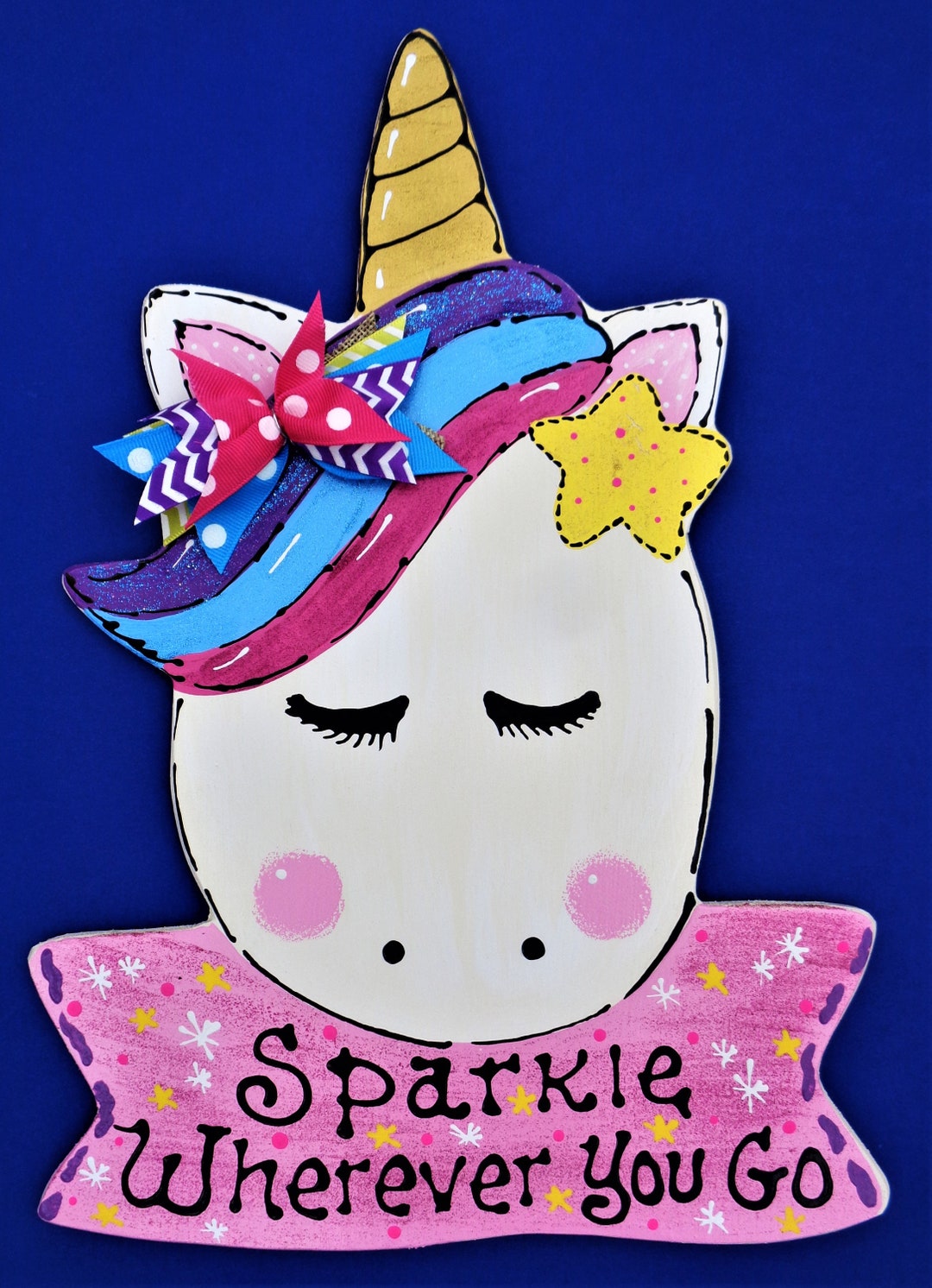 UNICORN Sparkle Wherever You Go SIGN Wall Door Hanger Girl Children ...