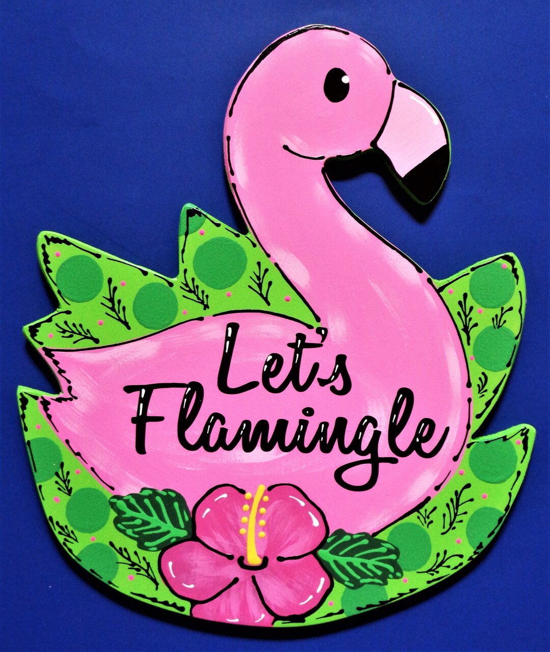 Let's Flamingle FLAMINGO SIGN Deck Patio Pool Wall Art Door Plaque ...