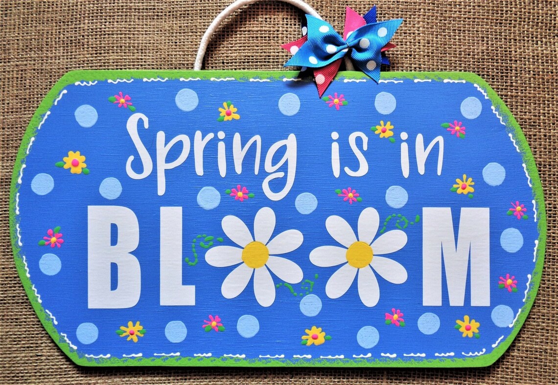 SPRING is in BLOOM Door Room SIGN Wood Seasonal Plaque Wall | Etsy