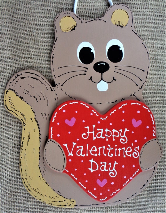 HAPPY VALENTINE'S DAY Squirrel Sign Wall Art Door Hanger | Etsy