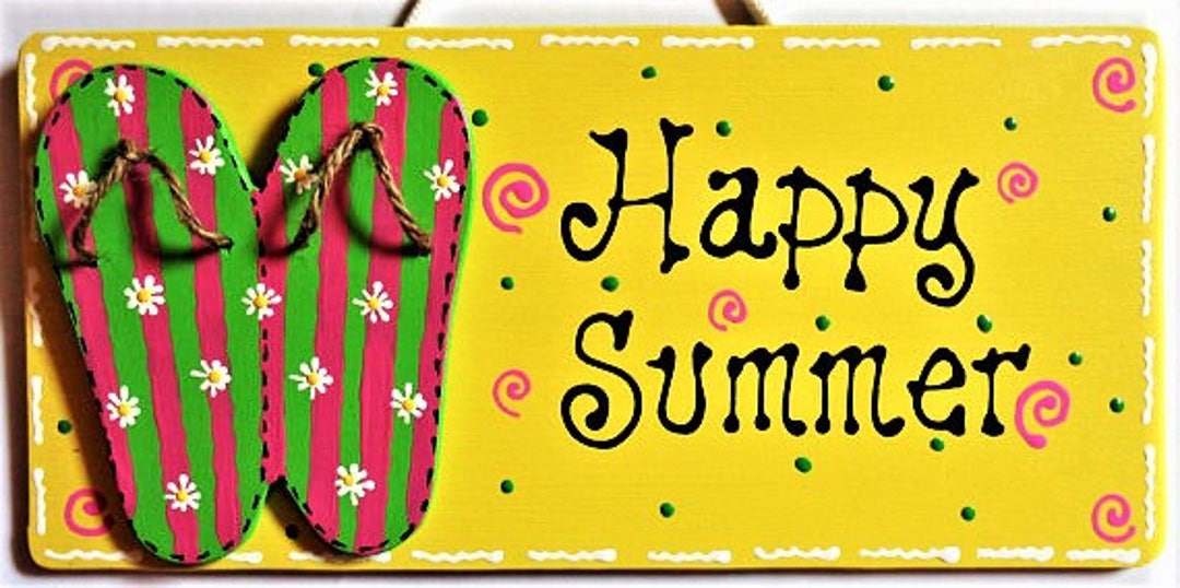 FLIP FLOPS Happy Summer SIGN Wall Hanging Plaque Home Deck Backyard ...