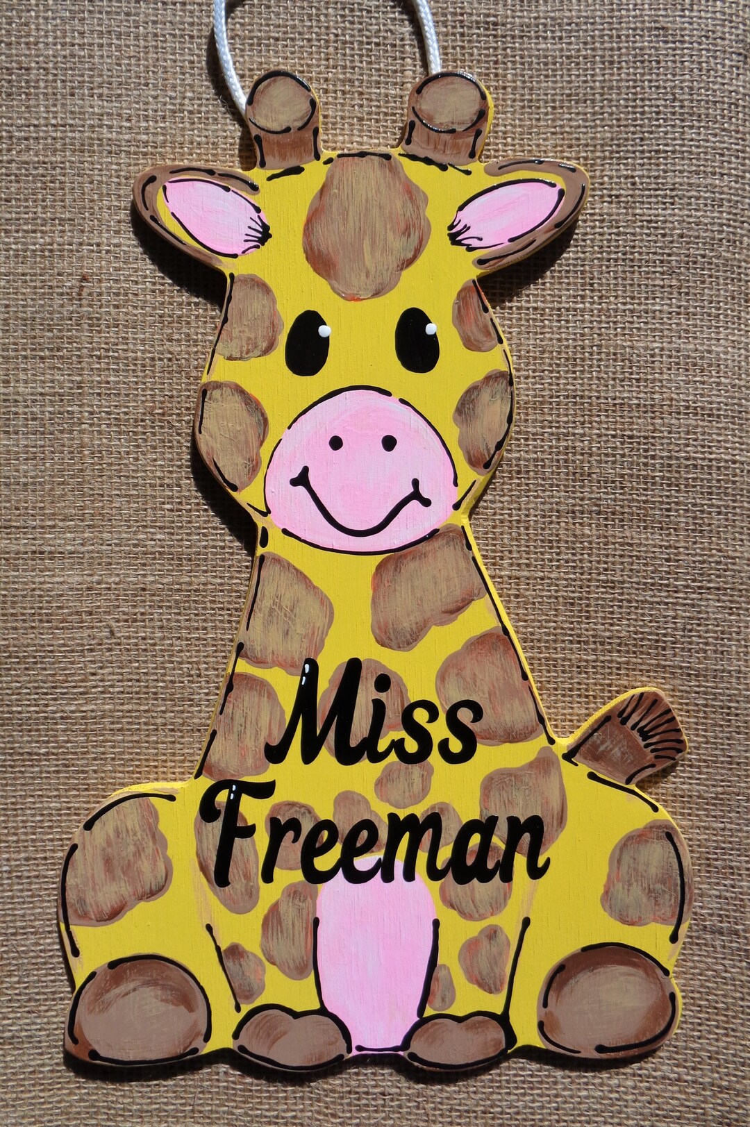 GIRAFFE TEACHER SIGN Pre-school Kindergarten Wall Hanger Plaque Daycare ...