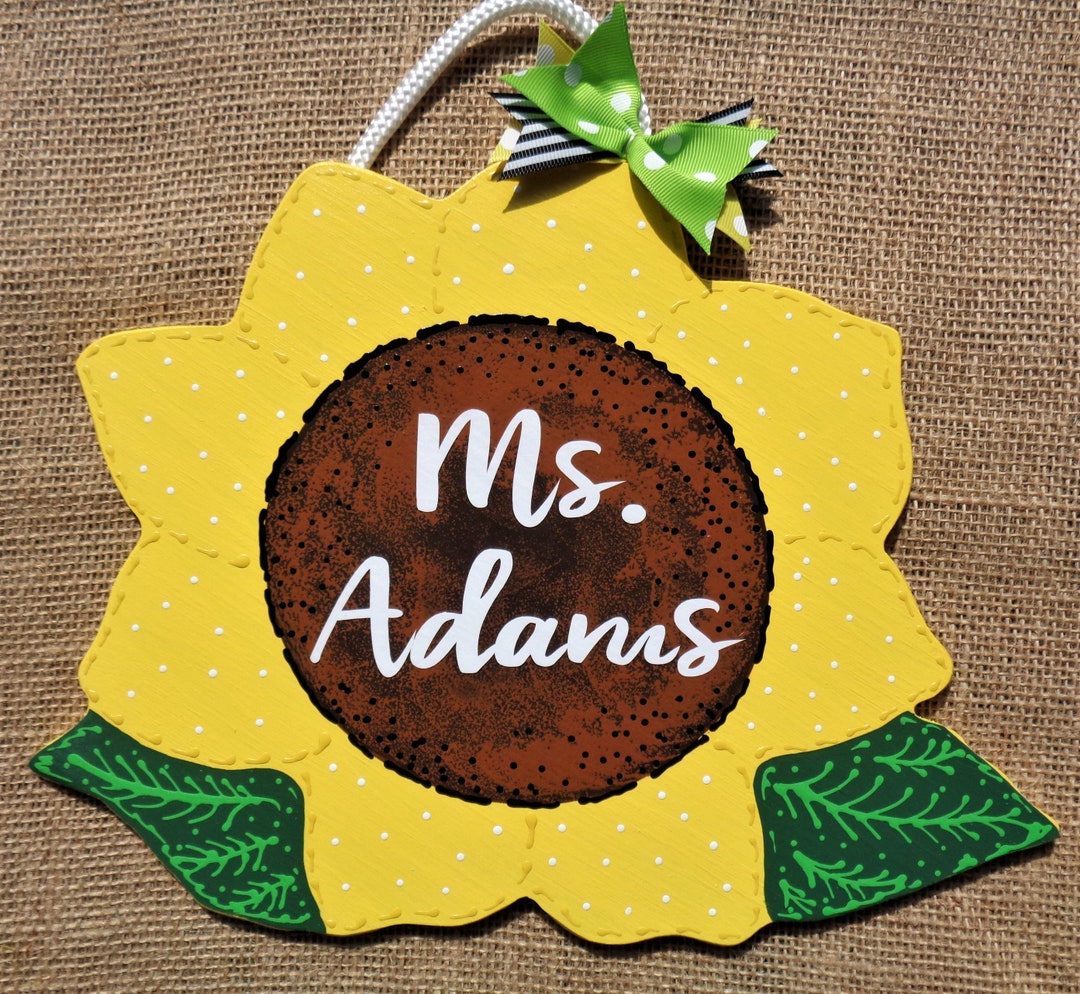 Personalized SUNFLOWER Teacher SIGN Name Wall Art School Door Hanger ...