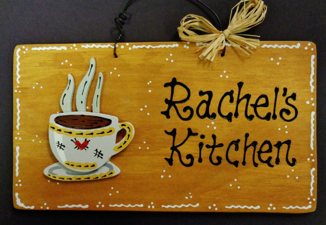 COFFEE CUP Personalized Name KITCHEN Sign Decor Wood Country Wall ...