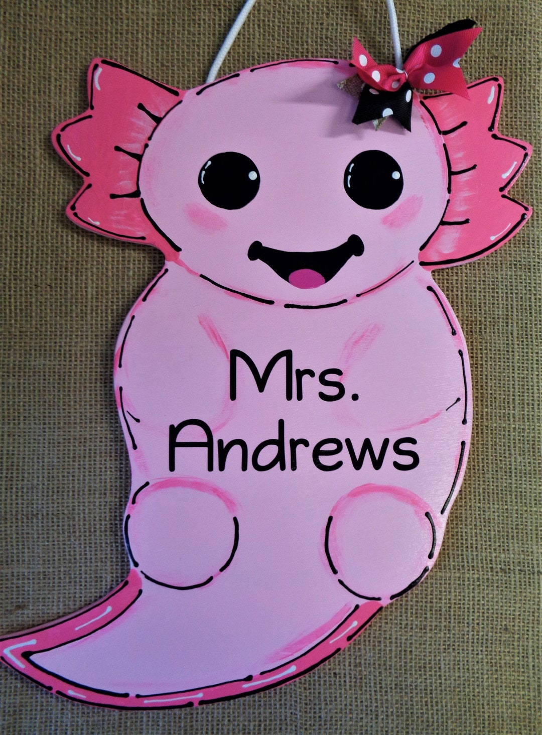 AXOLOTL TEACHER SIGN Wall Art Hanger Plaque Whale Decor Kid's Room ...