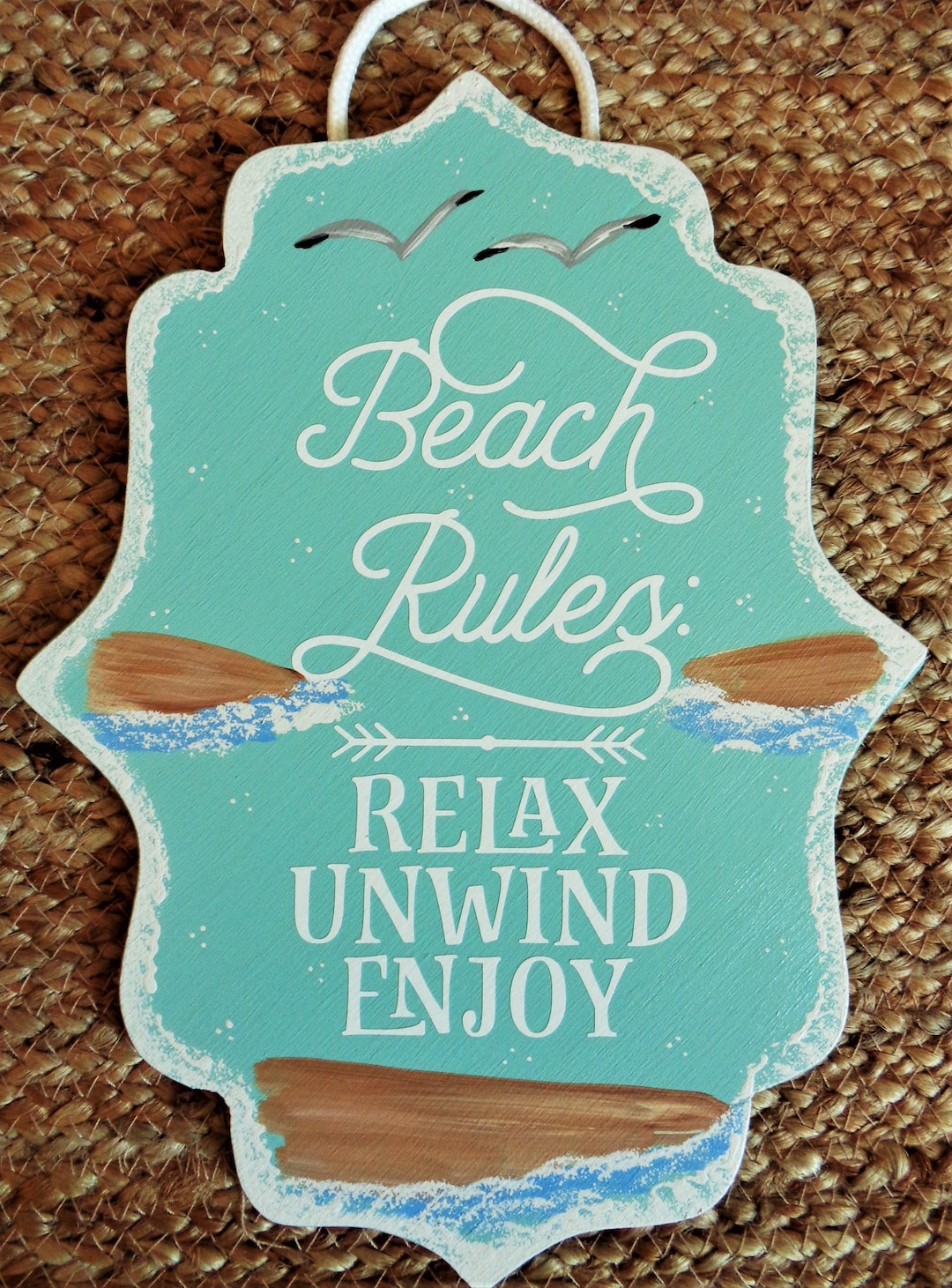 BEACH RULES Sign Ocean Sea Gulls Tropical Tiki Bar Pool Hot Tub Beach ...