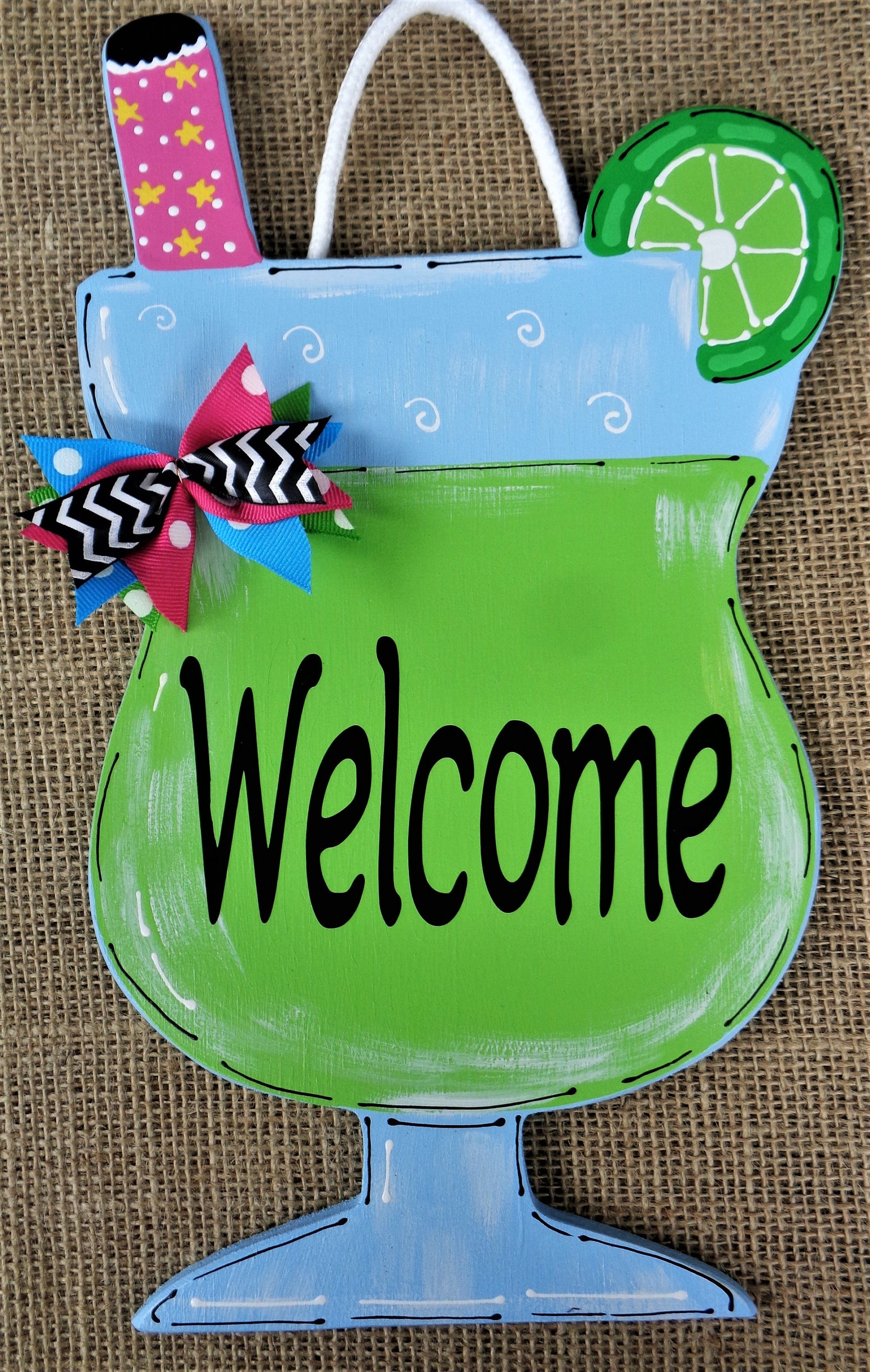 Welcome TROPICAL DRINK SIGN Seasonal Wall Plaque Home Family Deck Patio ...