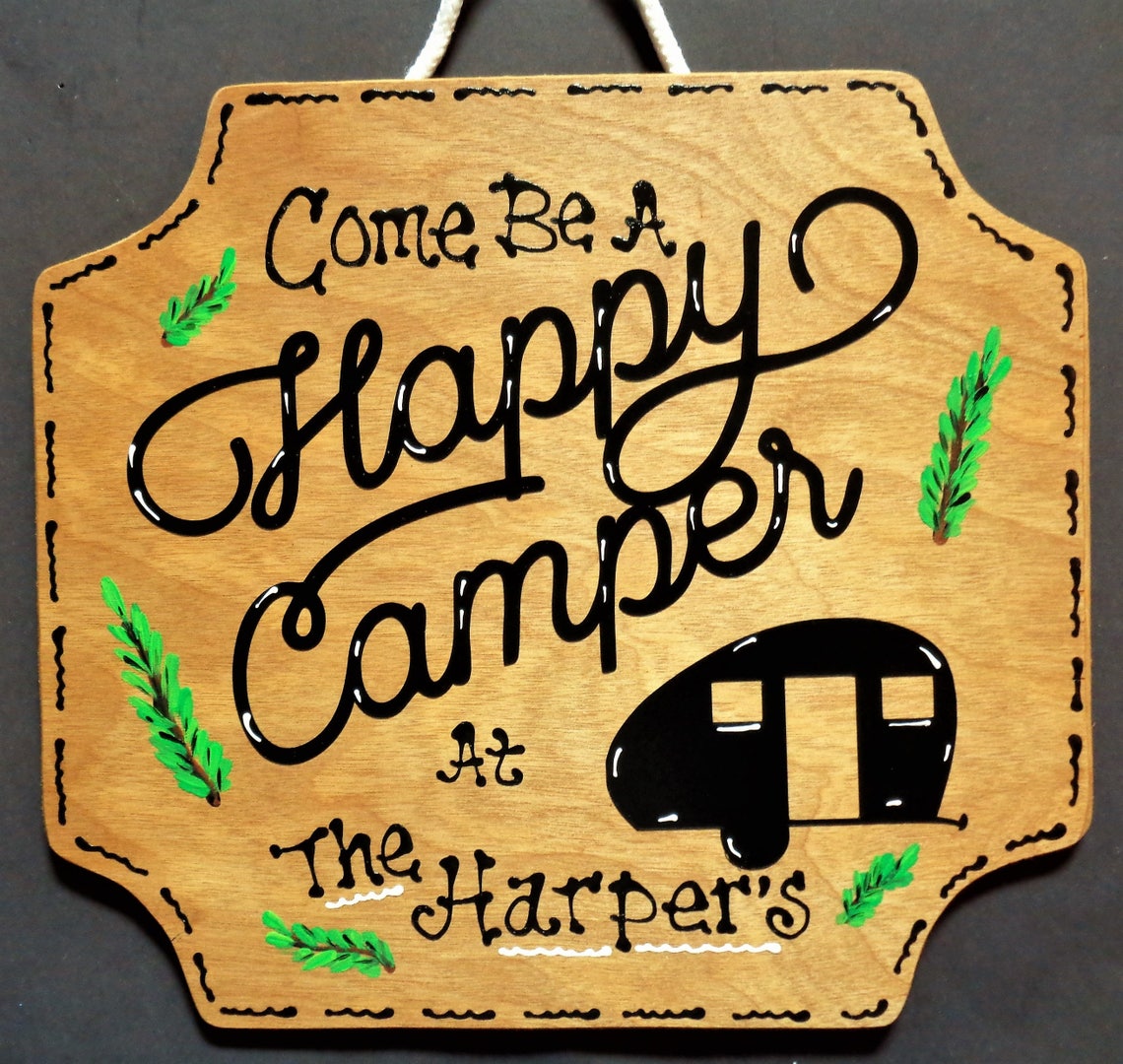 Personalize HAPPY CAMPER Name SIGN Camp Camping Campsite Nature Outdoor ...
